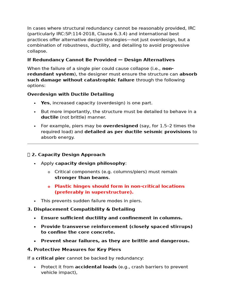 Design Strategies for Non-Redundant Structures | PDF | Ductility ...