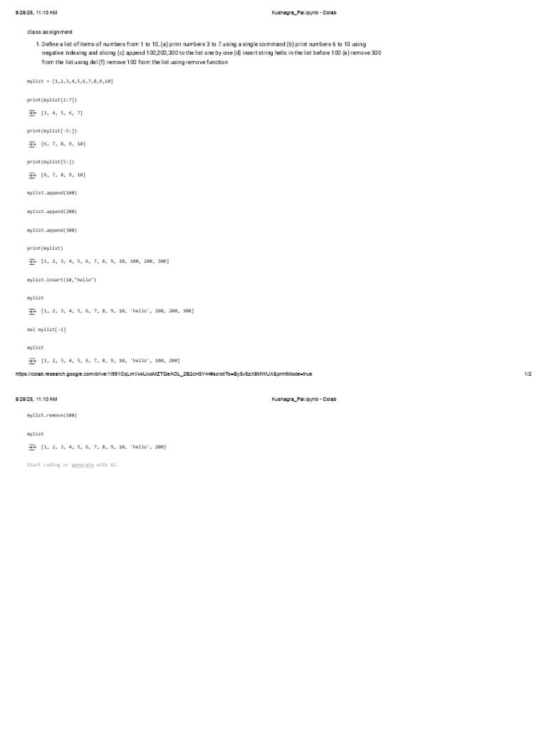 Python List Manipulation Assignment | PDF