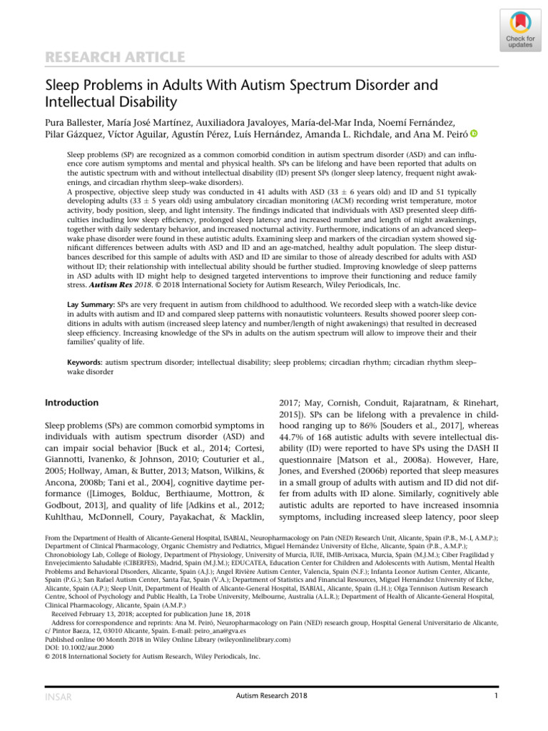 Sleep Issues in Autistic Adults with ID | PDF | Sleep | Autism