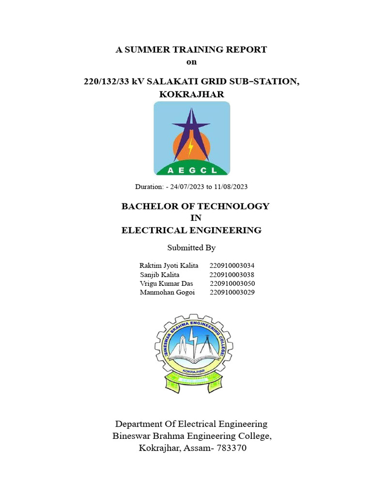 Summer Internship at Salakati Grid Sub-Station | PDF | Transformer ...