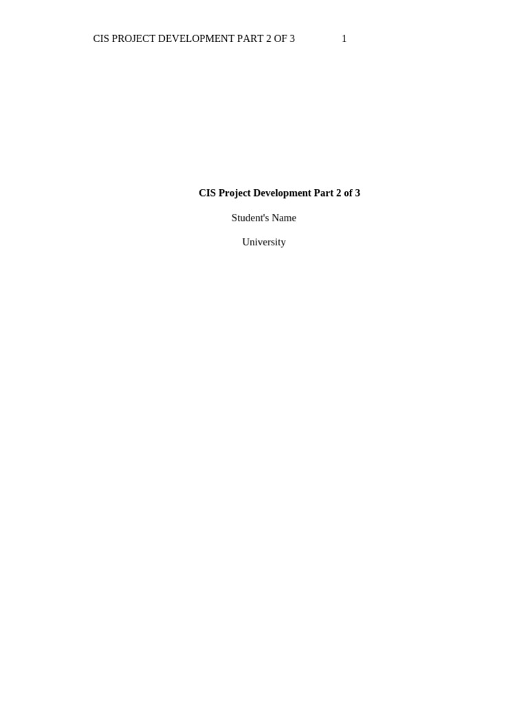 CIS Project Development Part 2 of 3 | PDF | Health Care