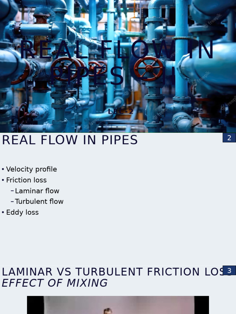 Friction and Eddy Loss in Pipe Flow | PDF | Turbulence | Laminar Flow
