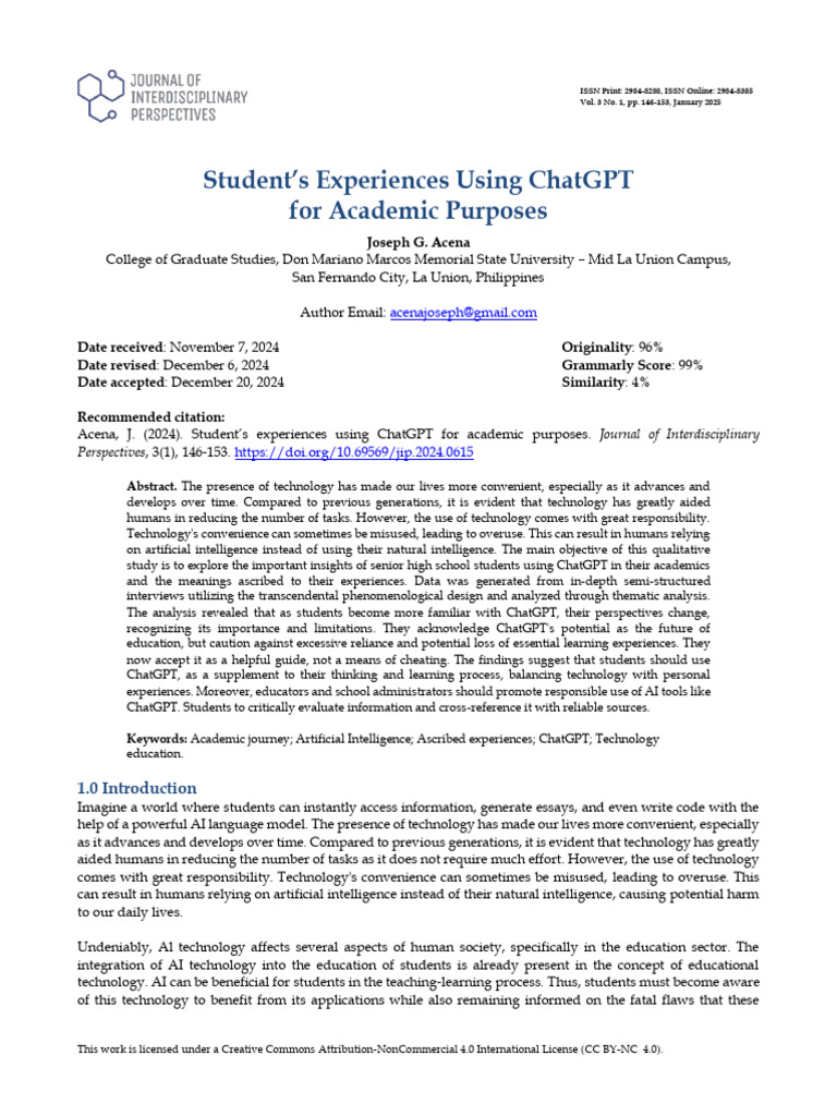 Student Experiences with ChatGPT in Academia | PDF | Artificial ...