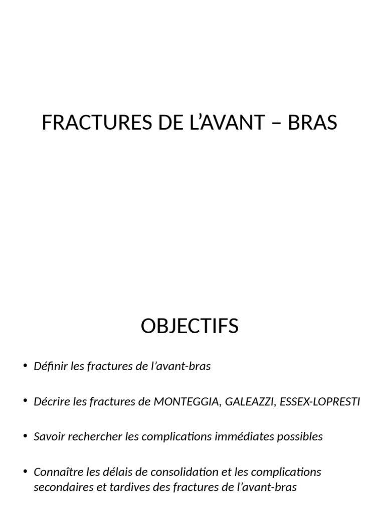 Fractures de l'Avant-Bras : Types et Traitement | PDF | Système ...