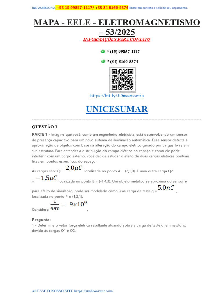 Mapa Pronto 15 99857-1117 Mapa - Eele - Eletromagnetismo - 53 - 2025 | PDF | Magnetismo | Indutor