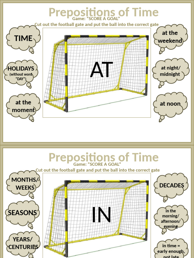 Prepositions of Time: Interactive Game Guide | PDF | Observances