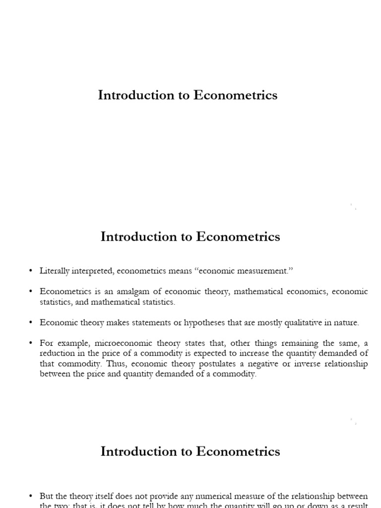 Introduction to Econometrics Basics | PDF | Econometrics | Consumption ...