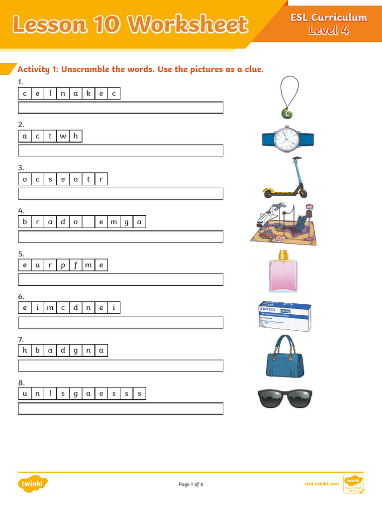 Lesson 10 - Level 4 Interactive Worksheet | PDF | English As A Second ...