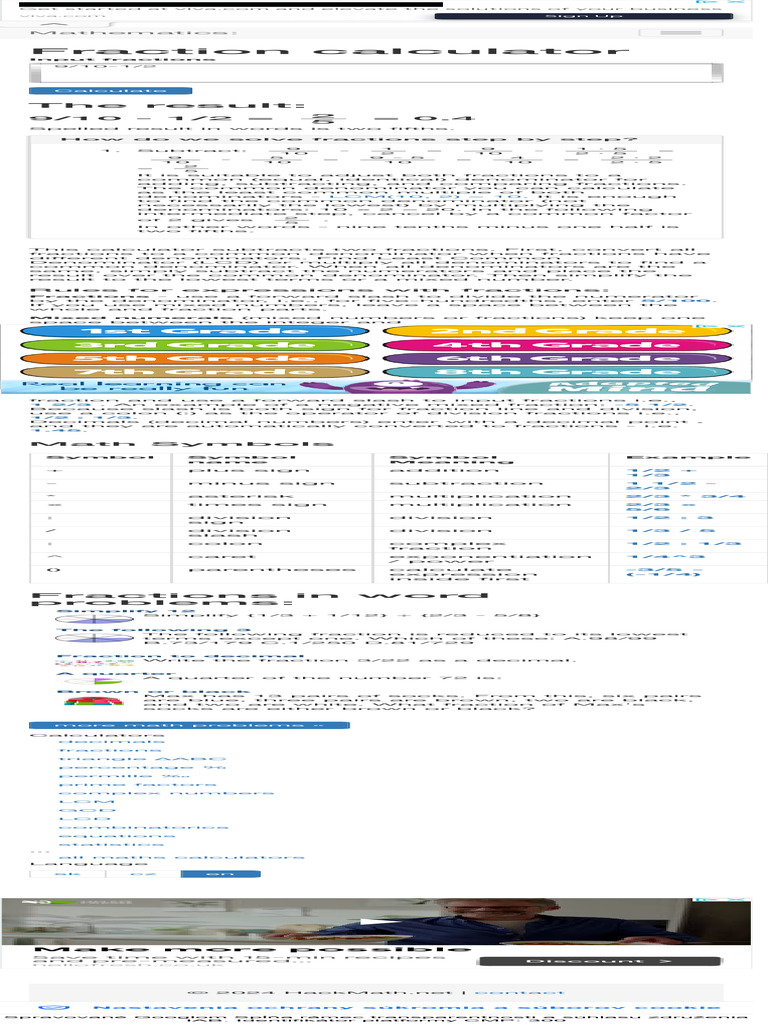 Fraction Calculator Guide and Examples | PDF | Discrete Mathematics ...