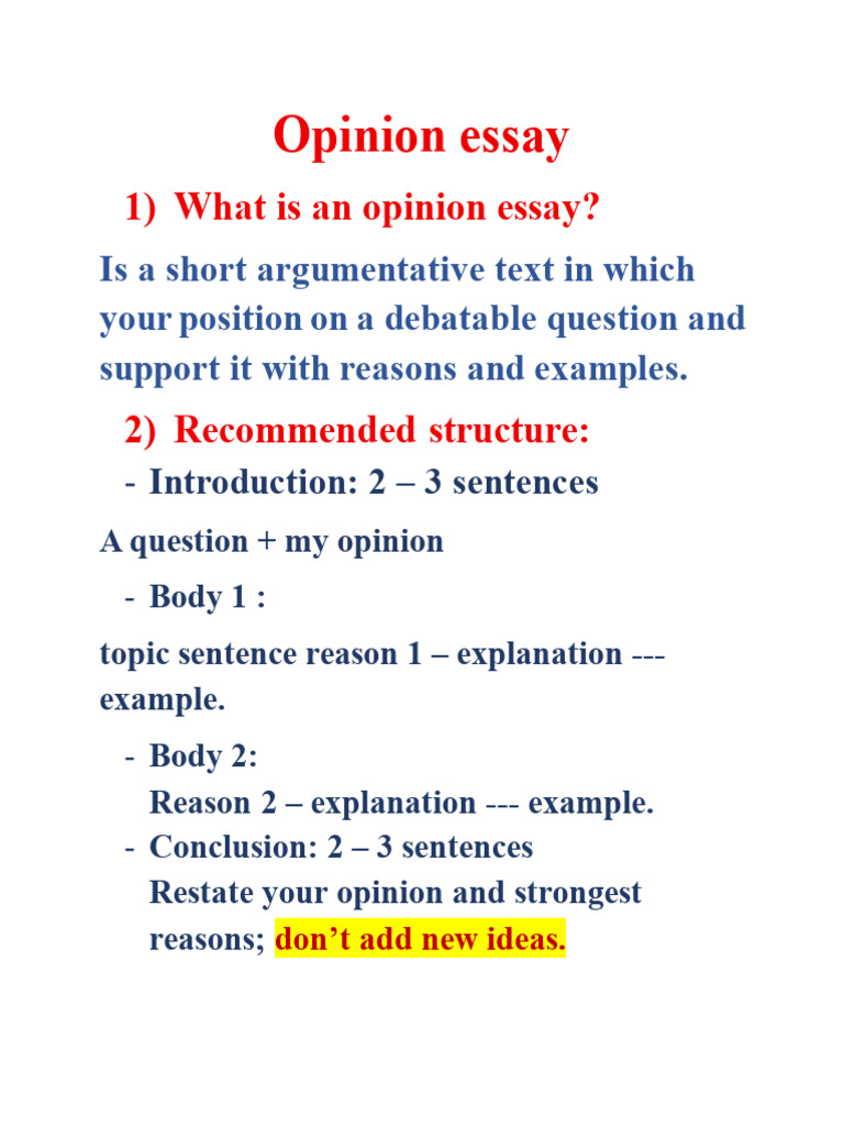 How to Write an Opinion Essay | PDF