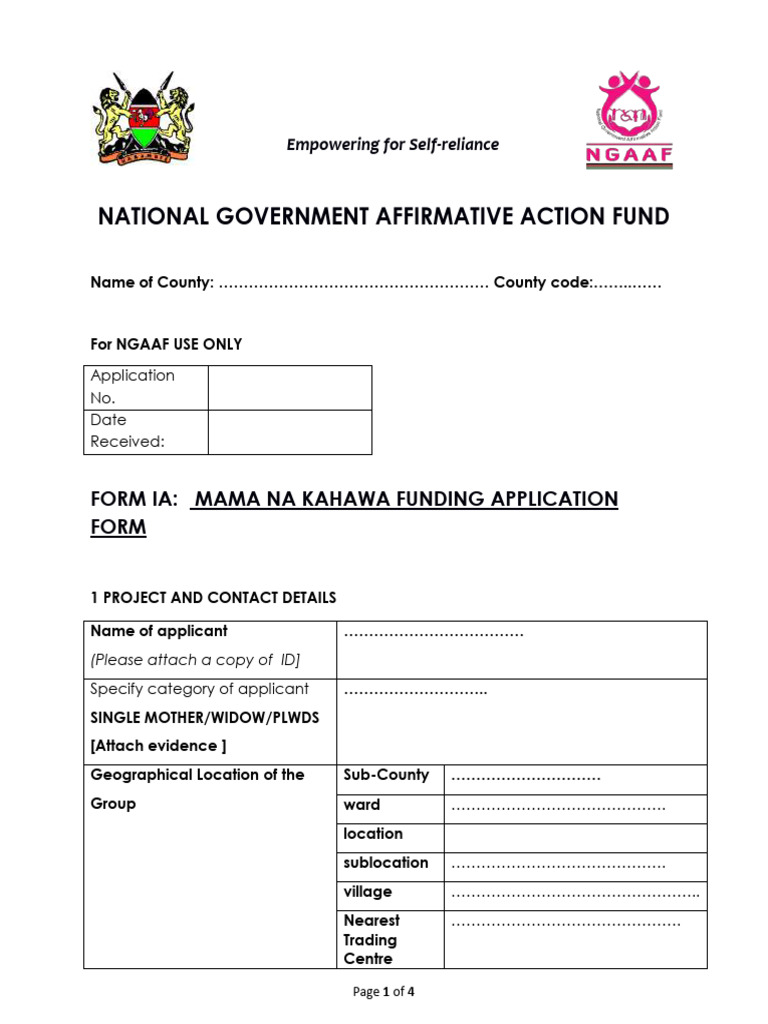 NGAAF Mama na Kahawa Application Form | PDF