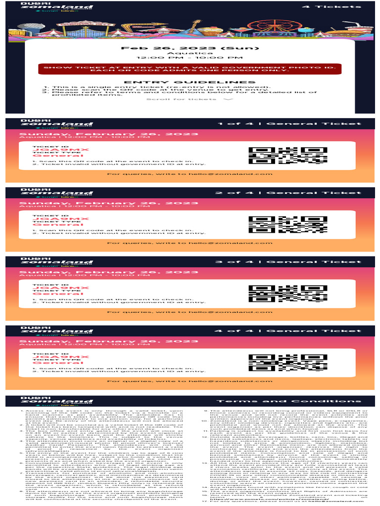 Zomaland Tickets 20cbbc87 | PDF | Qr Code