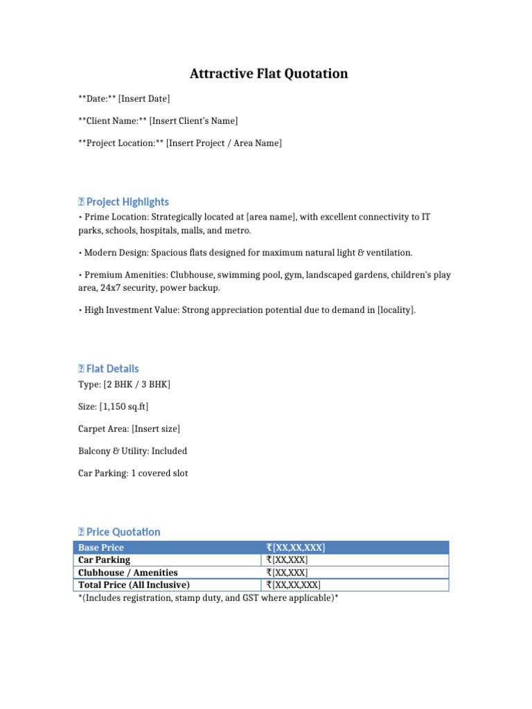 Flat Quotation Template | PDF