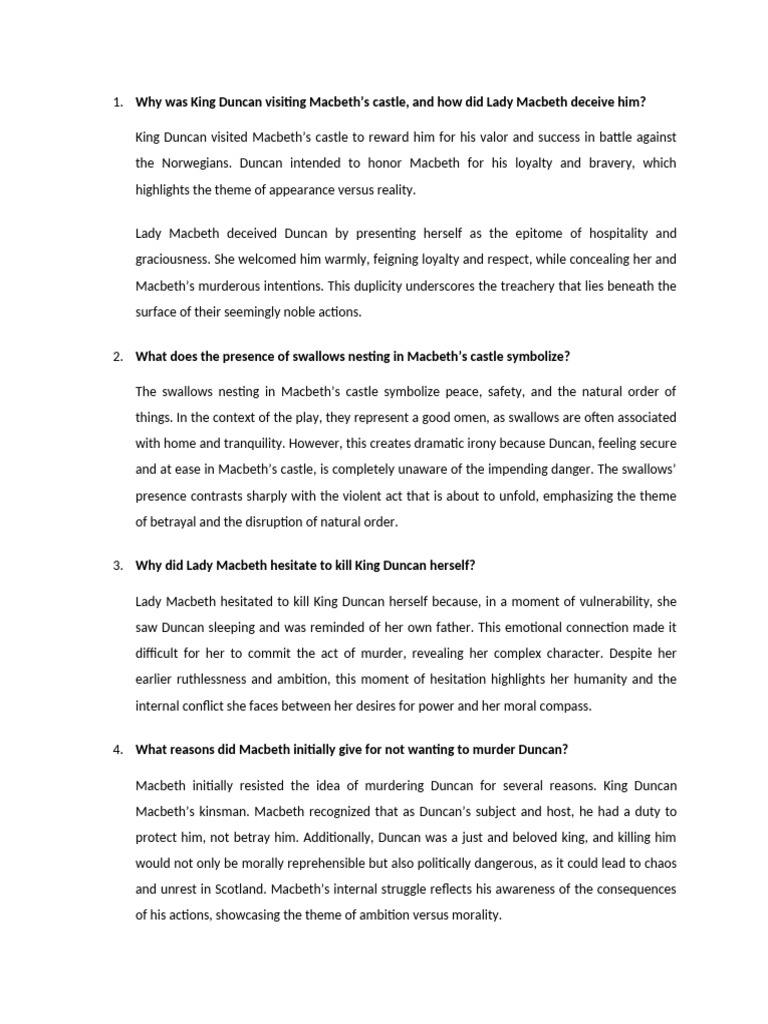 Duncan's Visit: Reward and Deceit | PDF | Macbeth