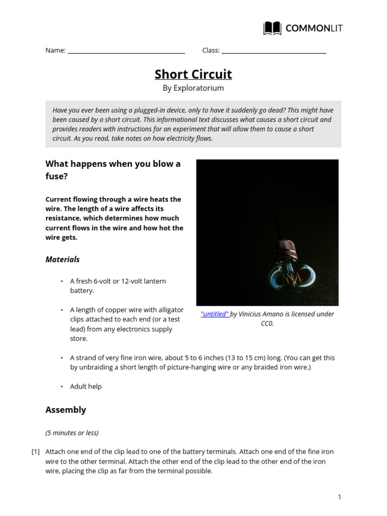 Understanding Short Circuits: Causes & Experiment | PDF | Fuse ...