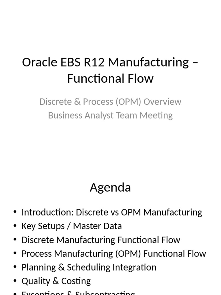 Oracle EBS R12 Manufacturing Overview | PDF | Production And ...