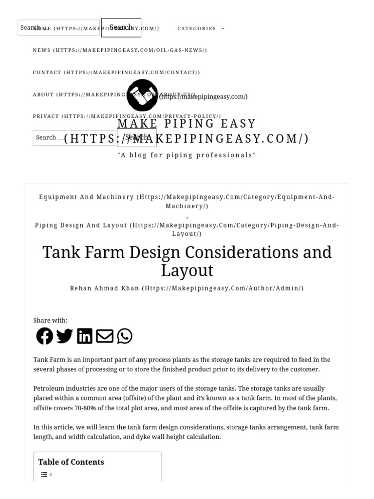 Tank Farm Design Considerations and Layout - Make Piping Easy | PDF ...