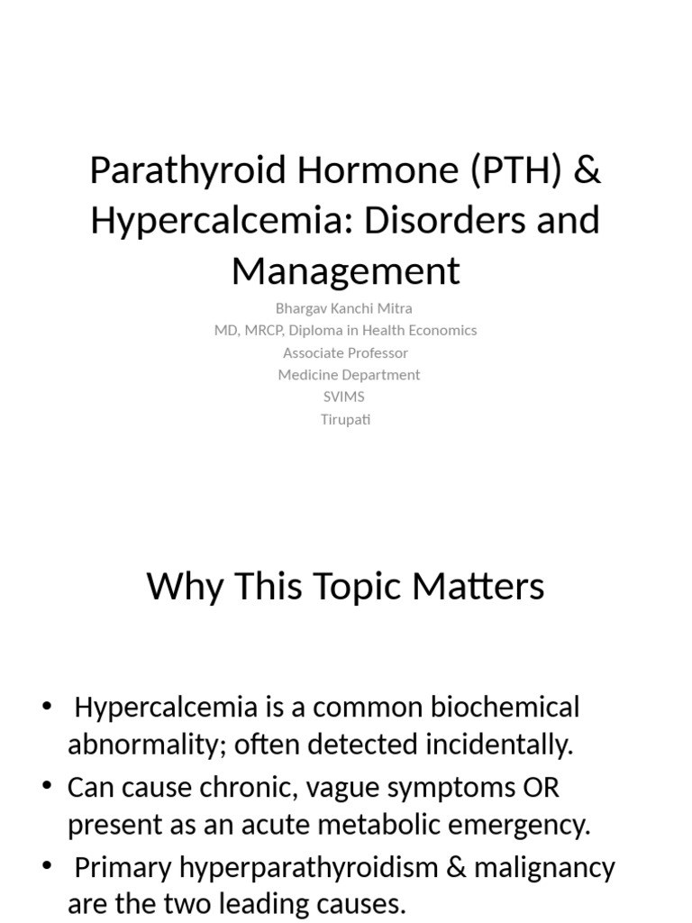PTH Hypercalcemia Disorders Management | PDF | Parathyroid Gland | Glands