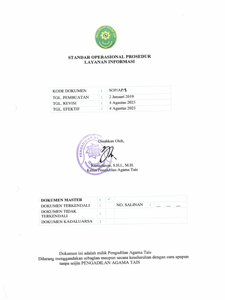 SOP Layanan Informasi | PDF