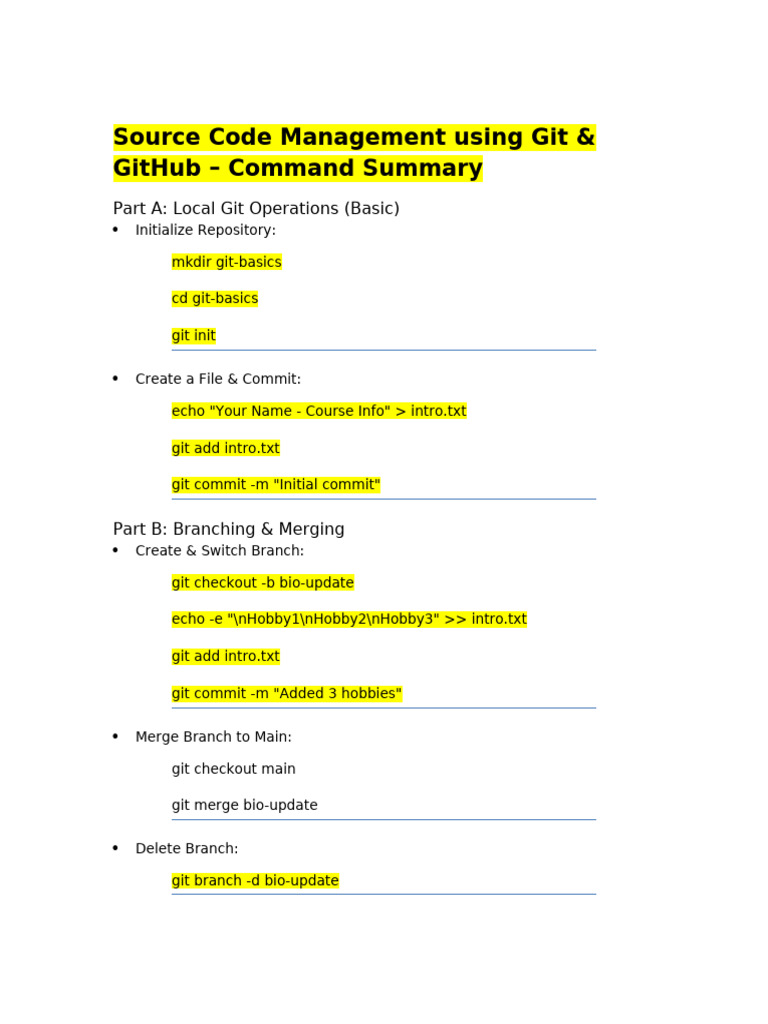 GitHub SCM Commands | PDF