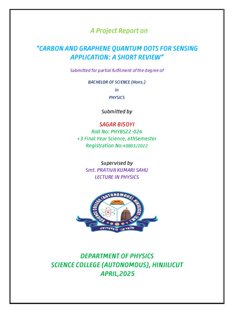 6th Semi Project Sagar-2 | PDF | Biosensor | Graphene