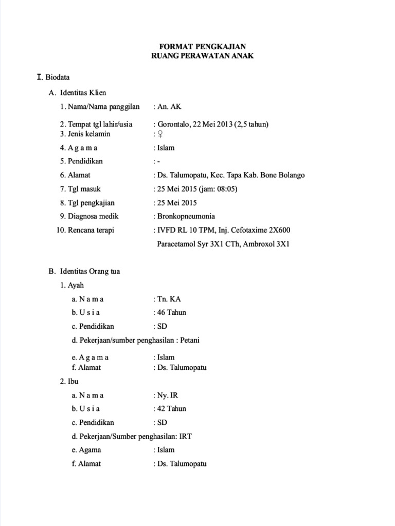 PDF Contoh Pengkajian Askep Anak Compress 2 | PDF