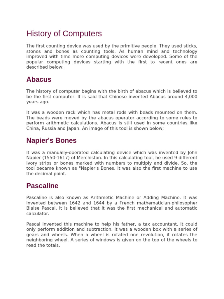 1.1 History of Computers | PDF | Computer Hardware | Office Equipment