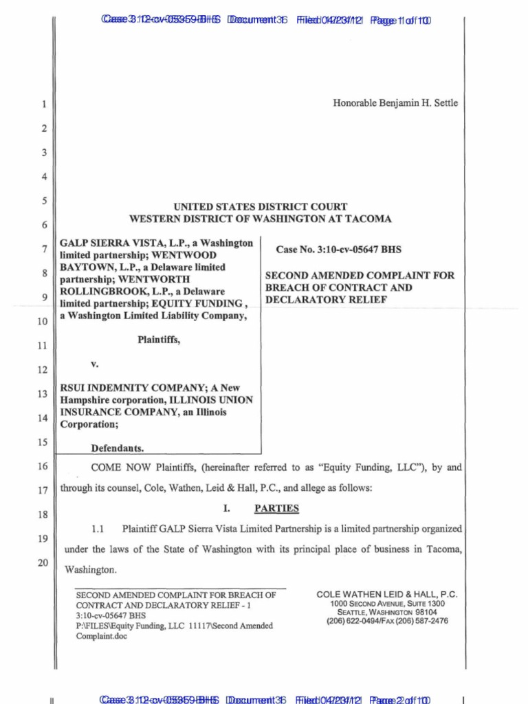 D.E. 1 COMPLAINT For Breach of Contract and Declaratory Relief Against ...