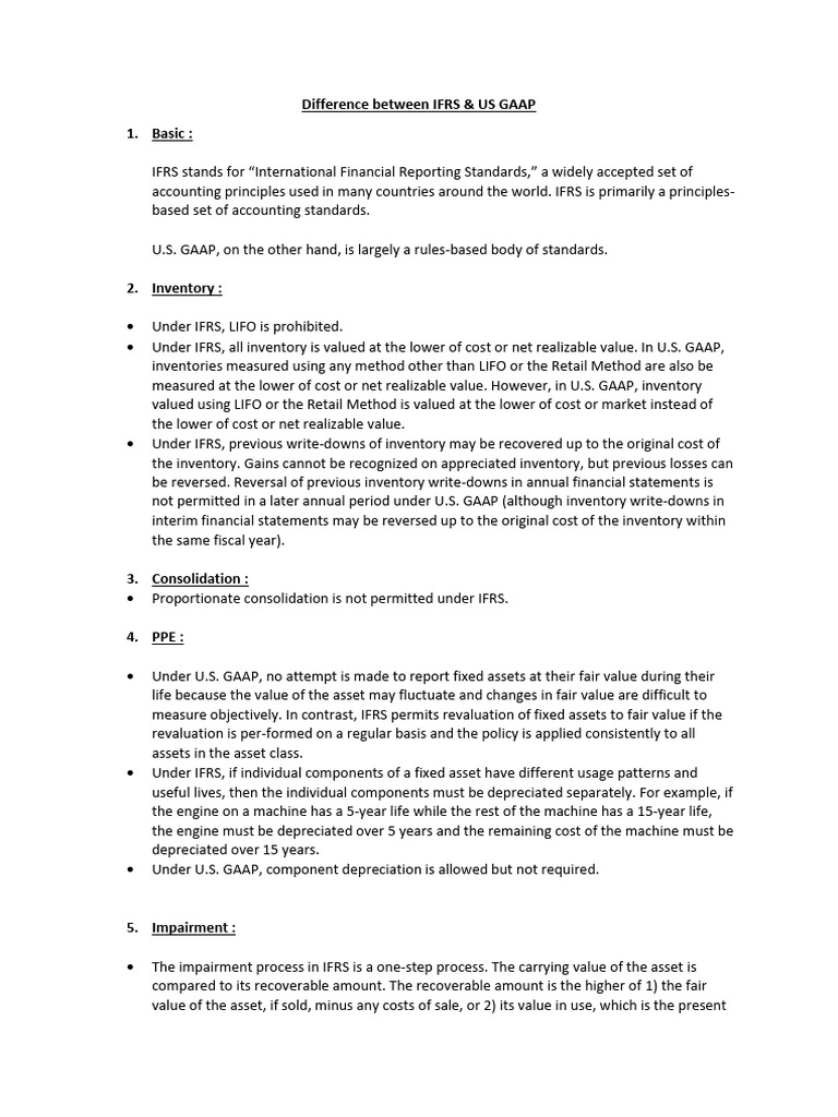 IFRS vs US GAAP: Key Differences | PDF | International Financial ...