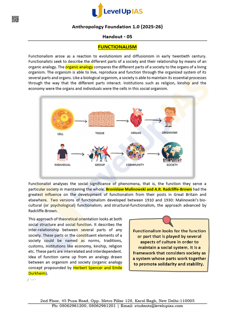 Anthropology Foundation 1.0 - Functionalism - Handout 5 | PDF | Kinship ...