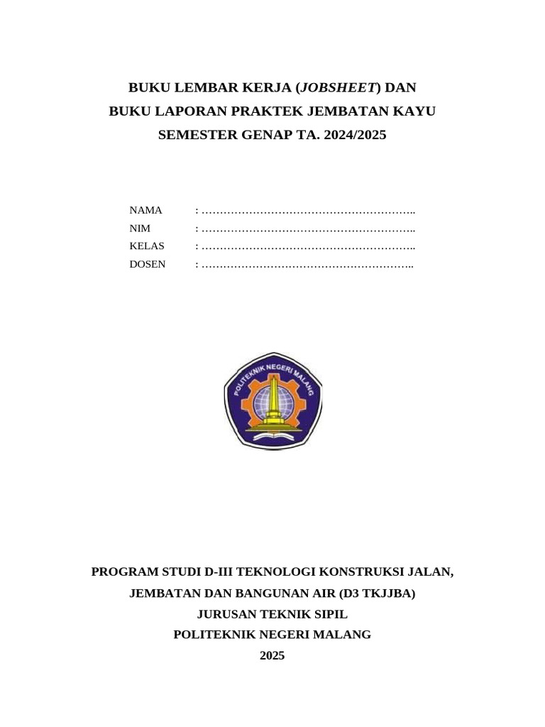 Modul Praktek Jembatan Kayu D3 Tkjjba Genap 2025 | PDF