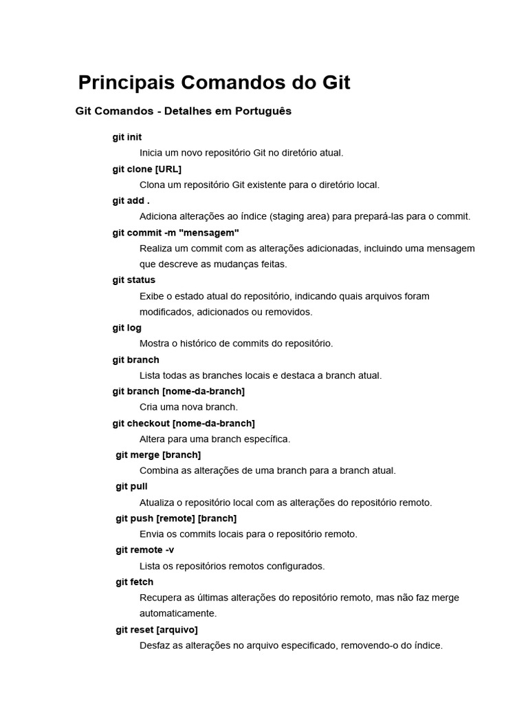 Principais Comandos Do Git | PDF