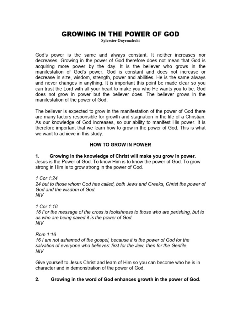 Growing in God's Power: A Guide | PDF | Jesus | God
