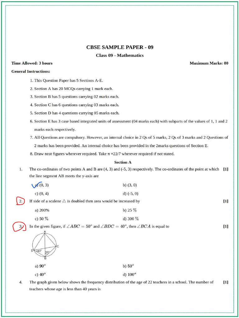 Sample Paper 9th 1 | PDF