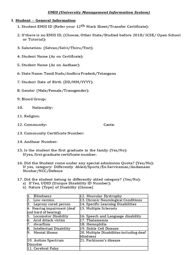 Data-FORM - UMIS-2025-2026 | PDF | Disability | Diseases And Disorders