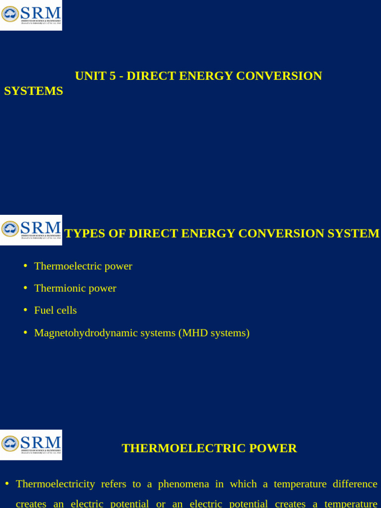 Direct Energy Conversion Systems Overview | PDF | Energy Technology ...