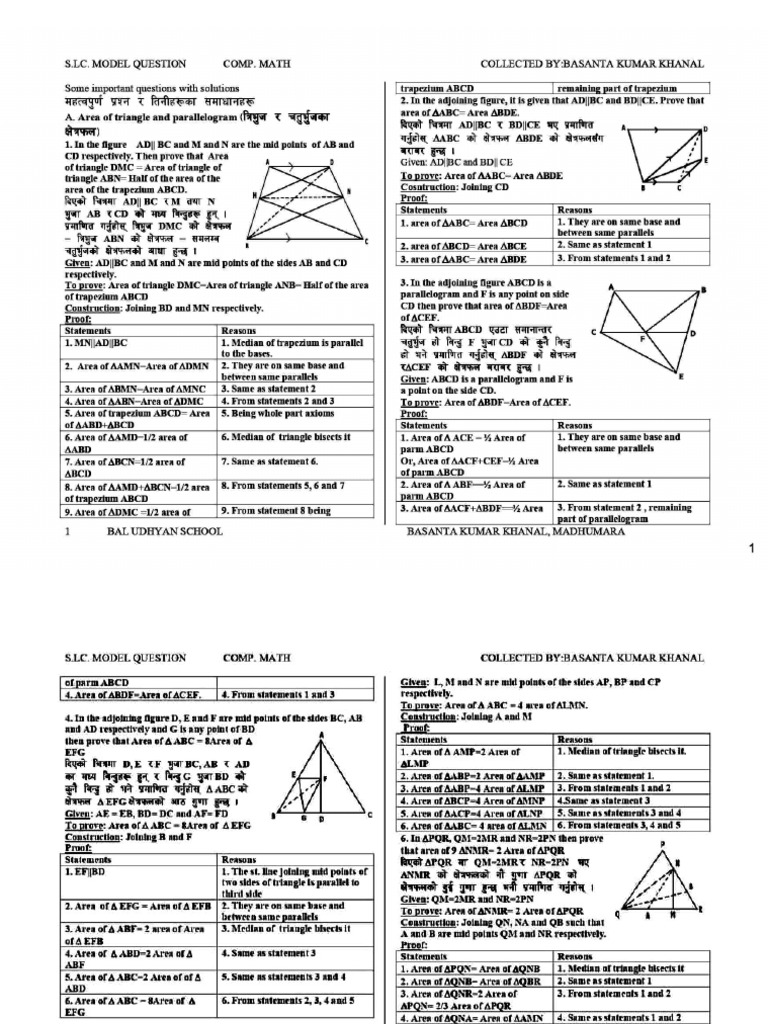 Unseen Theorems Triangle and Parm Class 10 C Maths | PDF