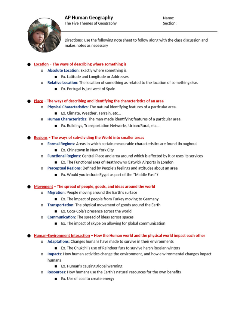 The Five Themes of Geography | PDF | Natural Environment | Geography