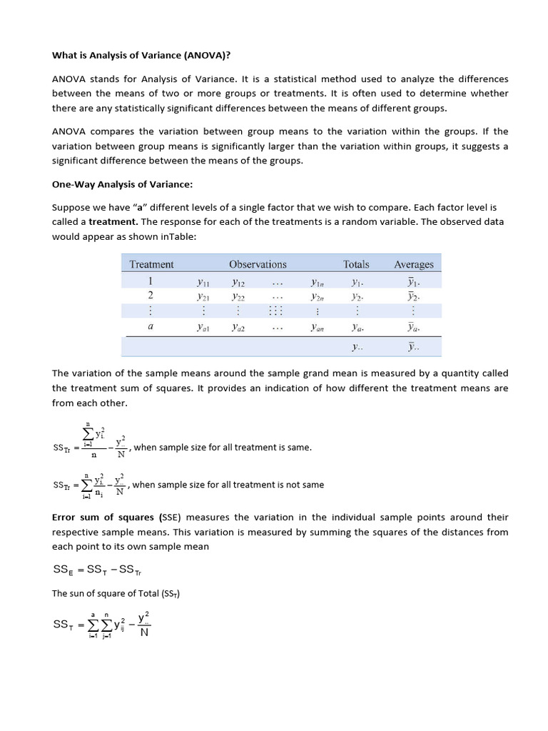 Pse Unit05a Analysis of Variance | PDF | Analysis Of Variance | Statistical Theory
