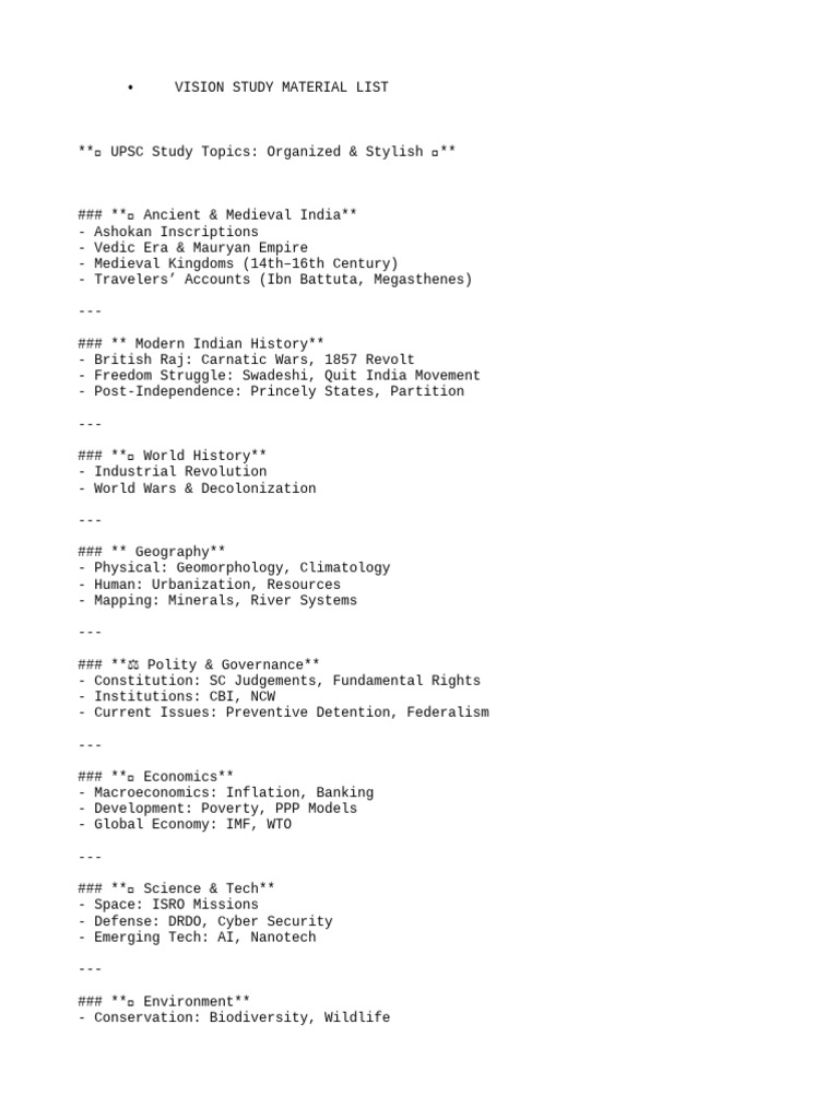Vision List | PDF