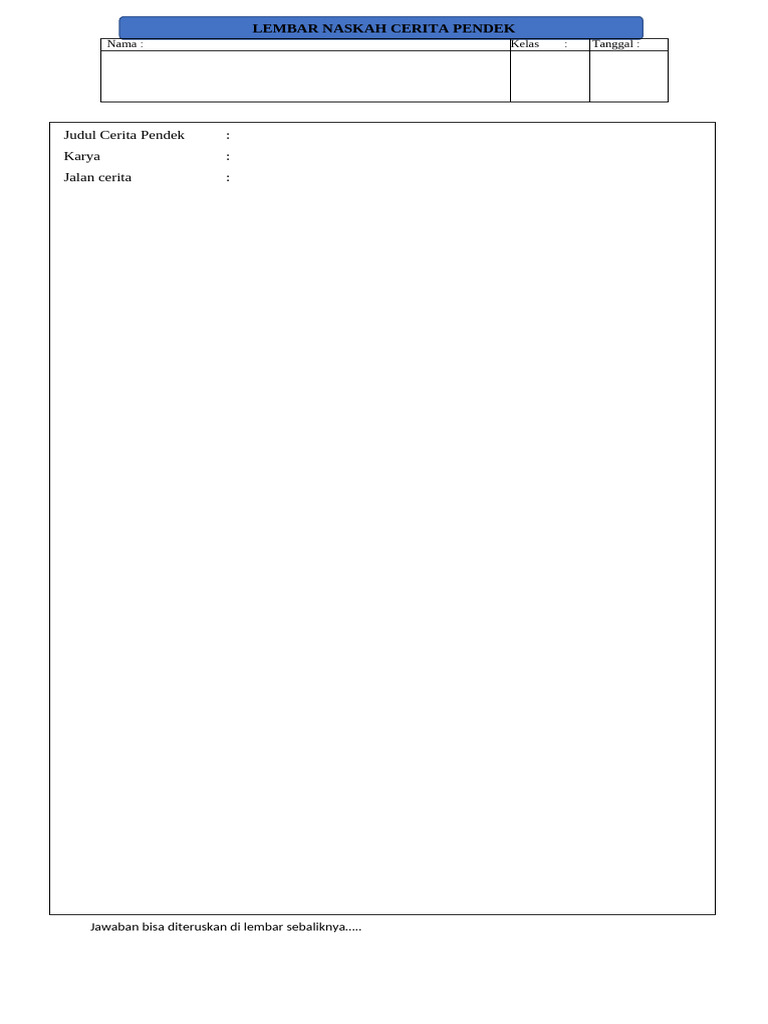 Format Lembar Ringkasan Cerita Pendek | PDF