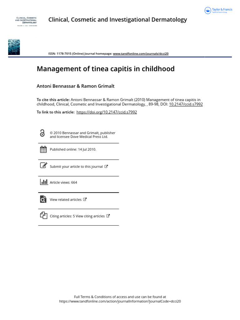 Management of Tinea Capitis in Childhood | PDF