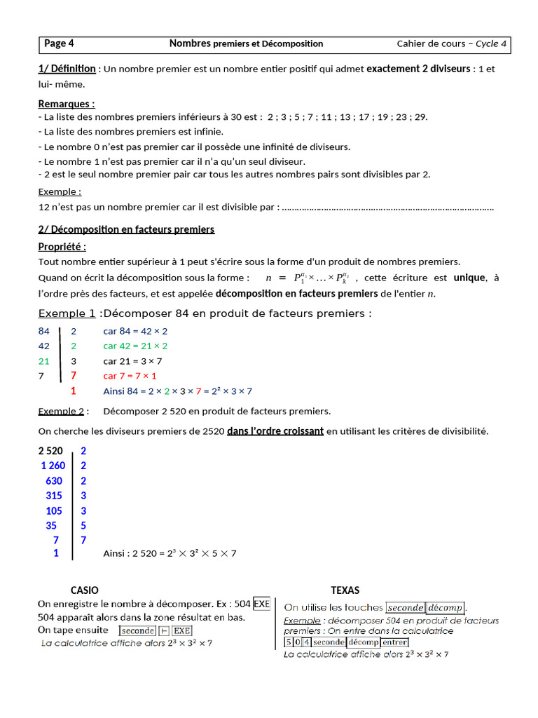 Nombres premiers et décomposition mathématique | PDF