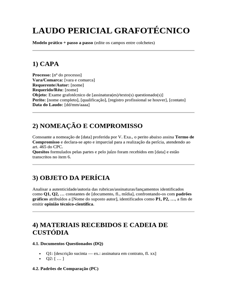 Modelo de Laudo Pericial Grafotécnico | PDF