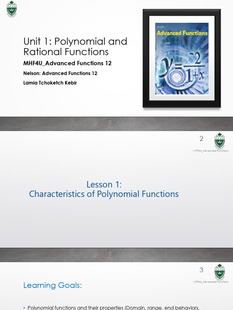 Chapter 3 Polynomial Functions - Lesson 1 | PDF | Zero Of A Function | Polynomial