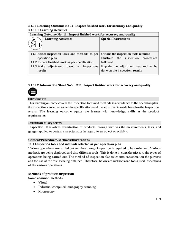Inspect Finished Work | PDF