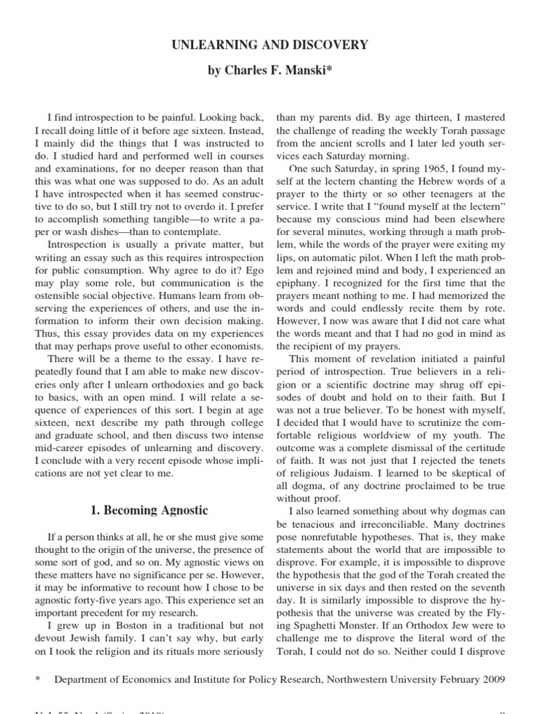 Manski Unlearning&Discovery | PDF | Econometrics | Economic Model