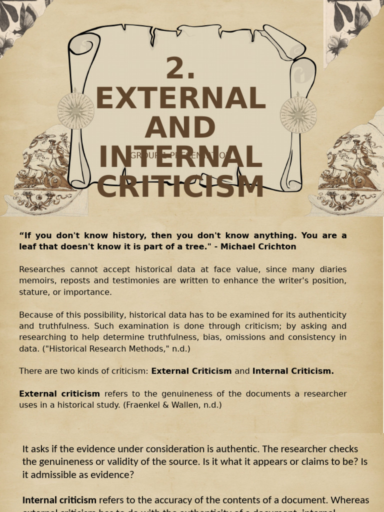 External and Internal Criticism | PDF | Witness | Hypothesis
