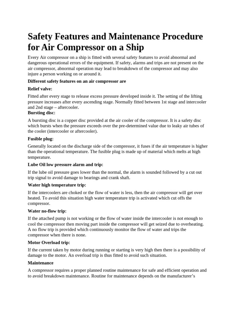 Air Compressor Safety & Maintenance Guide | PDF | Pump | Energy Technology