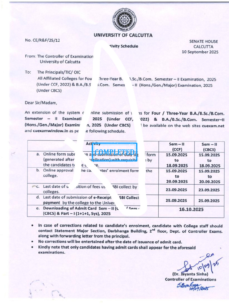 Ba B.SC B.com S II (CCF Cbcs Exam 2025 Form Submission | PDF